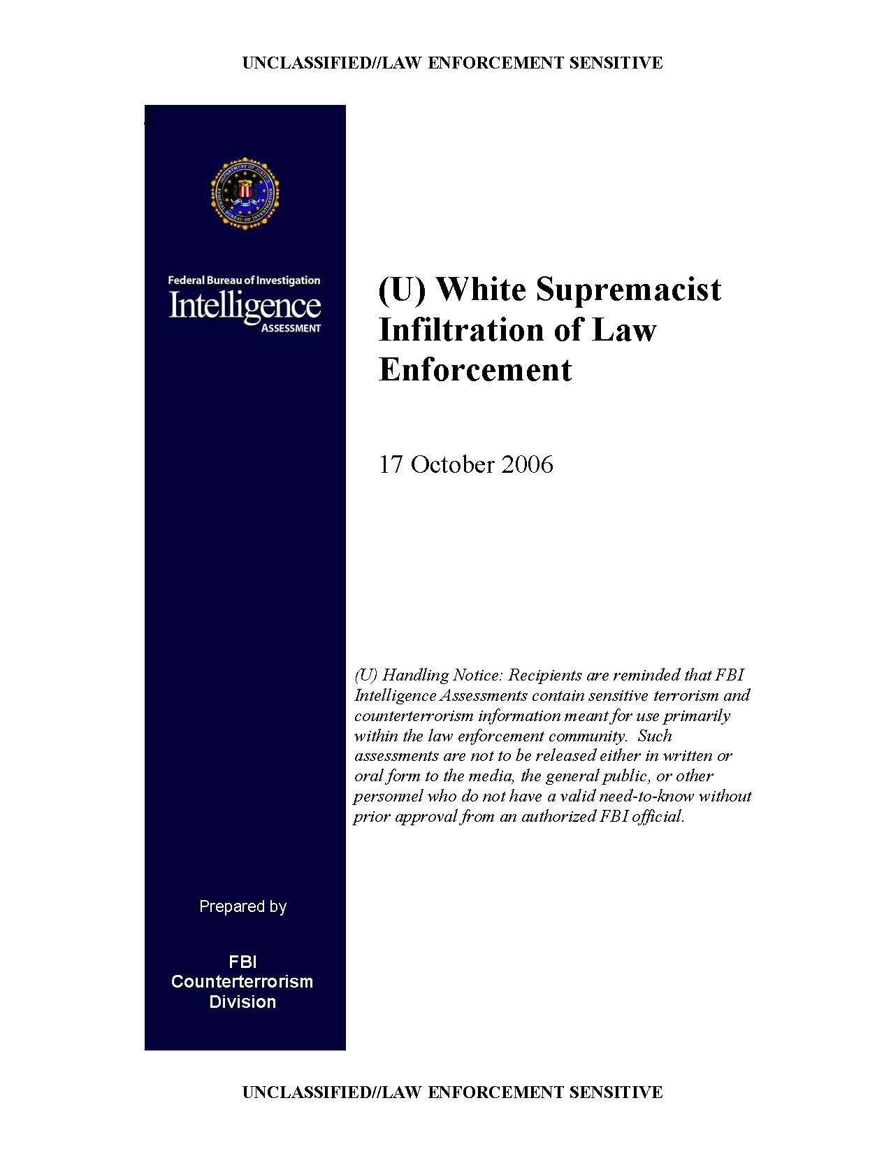 FBI White Supremacist Infiltration of Law Enforcement | Stono Institute